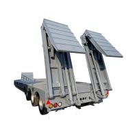 China 60T 3 Axle Low Bed Trailer Low Platform Trailers With 28 Tires Steel Material for sale