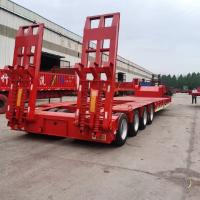 China 40t-100t Low Loader Flatbed Gooseneck Semi Trailer With 1310mm Wheel Base for sale