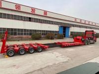 China 150t 4 Axle Low Bed Trailer Hydraulic Detachable Gooseneck Lowboy Trailer for sale