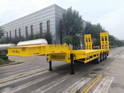 China 60 Ton 80 Ton Extendable Gooseneck Lowbed Trailer With Heavy Duty Structure for sale