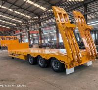 China 60Tons 3 Axle Low Bed Trailer Heavy Duty Low Bed Trailers Self Dumping for sale