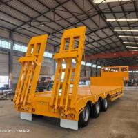 China 60Tons 3 Axle Low Bed Trailer Heavy Duty Low Bed Trailers Self Dumping for sale