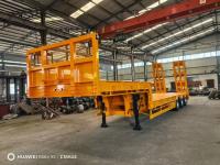 China 60Tons 3 Axle Low Bed Trailer Heavy Duty Low Bed Trailers Self Dumping for sale