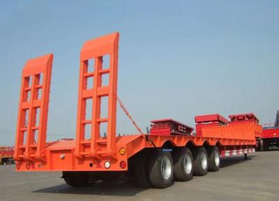 China Steel 3 Axle / 4 Axle Low Bed Trailer Lowbed Semi Trailer 60tons 120ton With 40FT Containers for sale