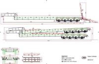 China Steel 3 Axle / 4 Axle Low Bed Trailer Lowbed Semi Trailer 60tons 120ton With 40FT Containers for sale