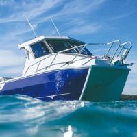 China 7.2m Aluminum Catamaran Fishing Boat with 10-Person Capacity and 120L Fuel Tank for Marine Recreation for sale