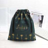 China Custom Cotton Linen Drawstring Shoe Bag 25x30cm Gold Screen Printing Gift Bag for sale
