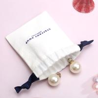 China White Cotton Drawstring Jewelry Dust Bag 8x10cm Custom Satin Ribbon String for sale