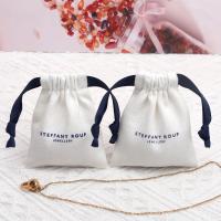 China White Cotton Drawstring Jewelry Dust Bag 8x10cm Custom Satin Ribbon String for sale