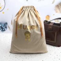 China Beige Velvet Drawstring Dust Proof Bag Custom Logo for Handbag 30x40cm for sale