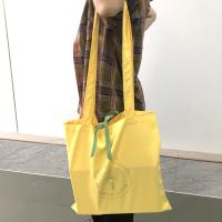 China Custom Cotton Linen Tote Bag 35x45cm Yellow Green Eco-Friendly Shopping Bag with String for sale