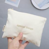 China Cotton Canvas Makeup Bag with Metal Zipper 25x18cm Custom Label for sale