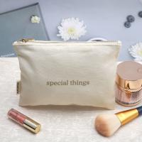 China Cotton Canvas Makeup Bag with Metal Zipper 25x18cm Custom Label for sale