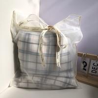 China Custom Cream Organza Envelope Bag with Ribbon for Clothes Dust Bag 10x15cm for sale