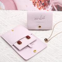 China Pink Microfiber Envelope Jewelry Bag 10x8cm with Button Closure Emboss Logo for sale