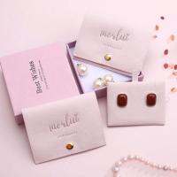 China Pink Microfiber Envelope Jewelry Bag 10x8cm with Button Closure Emboss Logo for sale