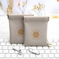 China Custom Logo Waterproof PU Leather Pouch 8x6cm Drawstring Key Coin Jewelry Bag for sale