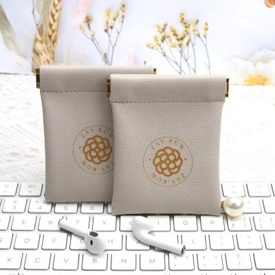 China Custom Logo Waterproof PU Leather Pouch 8x6cm Drawstring Key Coin Jewelry Bag for sale