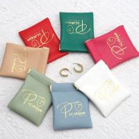 China Custom Size Colorful PU Leather Pouch with Screen Printing Drawstring Jewelry Gift Storage Bag 10x15cm for sale