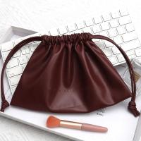 China Custom Logo Waterproof PU Leather Drawstring Bag for Cosmetic Brushes 20x15cm for sale