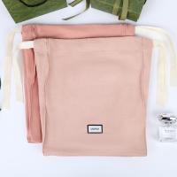 China Custom Logo Cotton Canvas Cosmetic Bag with String 30x40cm Dustproof Square Bottom Handbag Packing for sale