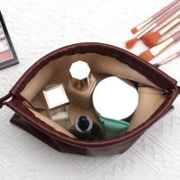 China Custom Logo Waterproof PU Leather Drawstring Bag for Cosmetic Brushes 20x15cm for sale
