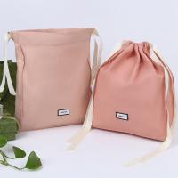 China Custom Logo Cotton Canvas Cosmetic Bag with String 30x40cm Dustproof Square Bottom Handbag Packing for sale
