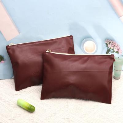 China Custom Logo Embossed PU Leather Cosmetic Zipper Bag Waterproof 4x6 Inch for sale