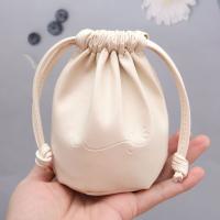 China Custom Logo PU Leather Drawstring Pouch 15x20cm Golf Divot Tool Ball Packing Bag for sale