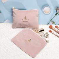 China Custom Velvet Zipper Cosmetic Toiletry Bag 4x6 Inch Luxury Soft Fabric Pouch with Logo for sale