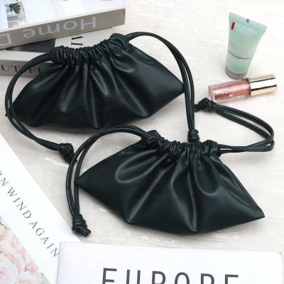 China Custom Logo Soft PU Leather Drawstring Pouch 4x6 Inch Skincare Makeup Lipstick Packaging Waterproof for sale