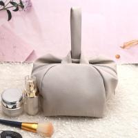China Custom Emboss Leather Handle Cosmetic Zipper Bag 8x10 Inch Travel Wash Makeup Pouch for sale