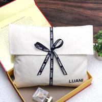 China Flap Canvas Envelope Pouch Clothes Packaging Custom Logo With Ribbon for sale