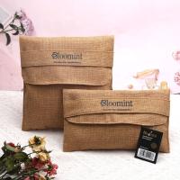 China Custom Logo Natural Jute Envelope Bag Eco Friendly Gift Packaging 4x6 Inch for sale