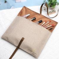 China Ribbon Luxury Envelope Jute Bag Dustproof Hair Packing with Satin Lining 30x40cm for sale