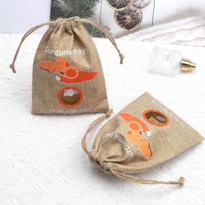 China Custom Jute Gift Bag 8x10 Inch Drawstring Burlap Pouch for Christmas Wedding Party Favors for sale