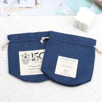China Round Bottom Drawstring Jute Bag Custom Logo Printed Gift Pouch Dustproof for sale