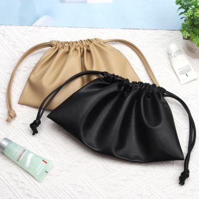 China Pu Leather Cosmetic Drawstring Bag Waterproof Custom Logo for sale
