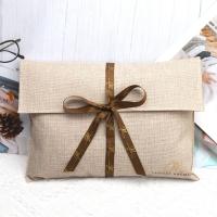 China Eco Friendly Jute Envelope Dust Bag for Clothing Handbag Packaging 30x40cm for sale