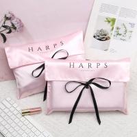 China Custom Logo Printed Pink Satin Packing Envelope Dust Bag 30x40cm for Hair Accessories for sale