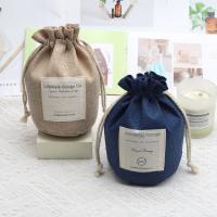 China OEM Round Bottom Natural Linen Jute Drawstring Bag 10x15cm for Candle Gift Packaging for sale