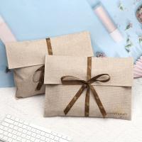 China 100 Natural Jute Envelope Dust Bag Custom Logo Reusable Gift Pouch 30x40cm for sale