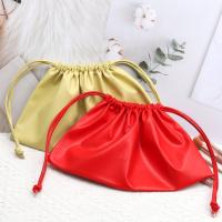 China Custom Logo PU Leather Drawstring Makeup Bag Waterproof 25x15cm Portable for sale