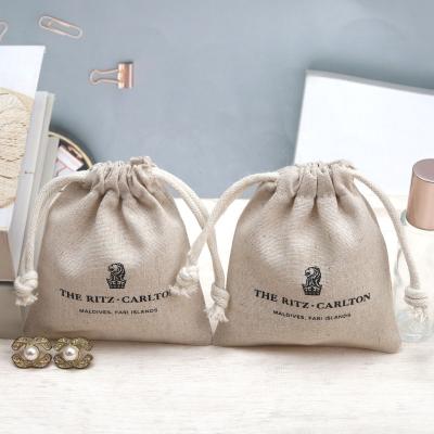 China Cotton Linen Jewelry Drawstring Pouch Dust Proof Bag for Rings Necklaces Earrings 10x15cm for sale