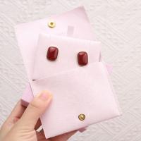 China Custom Embossed Microfiber Envelope Jewelry Pouch with Snap Button Flap 4x6 Inch for sale