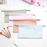 China Custom PU Leather Drawstring Cosmetic Bag 25x15cm Waterproof Emboss Logo for sale
