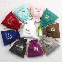 China Custom Logo Printed Velvet Suede Drawstring Jewelry Bags 4x6 Inch Colorful Gift Pouch for sale