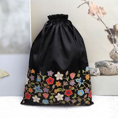 China Reusable Satin Drawstring Dust Bag 8x10 inch Full Screen Printing Soft Light Effect for sale