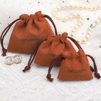 China Custom Logo Suede Jewelry Bag Drawstring Pouch for Necklace Earring Storage 20x15cm for sale