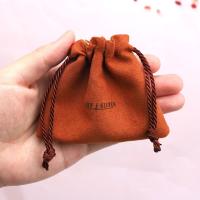 China Custom Logo Suede Jewelry Bag Drawstring Pouch for Necklace Earring Storage 20x15cm for sale